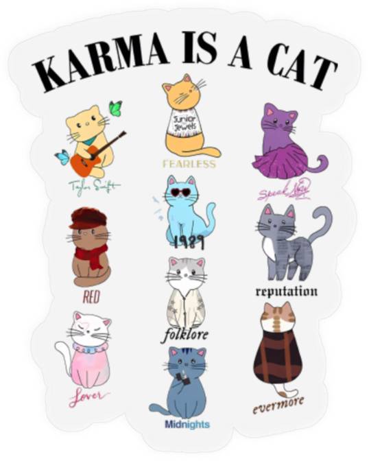 Karma Is A Cat Eras Stickers, Karma Is A Cat Stickers, Taylor Eras Cat ...