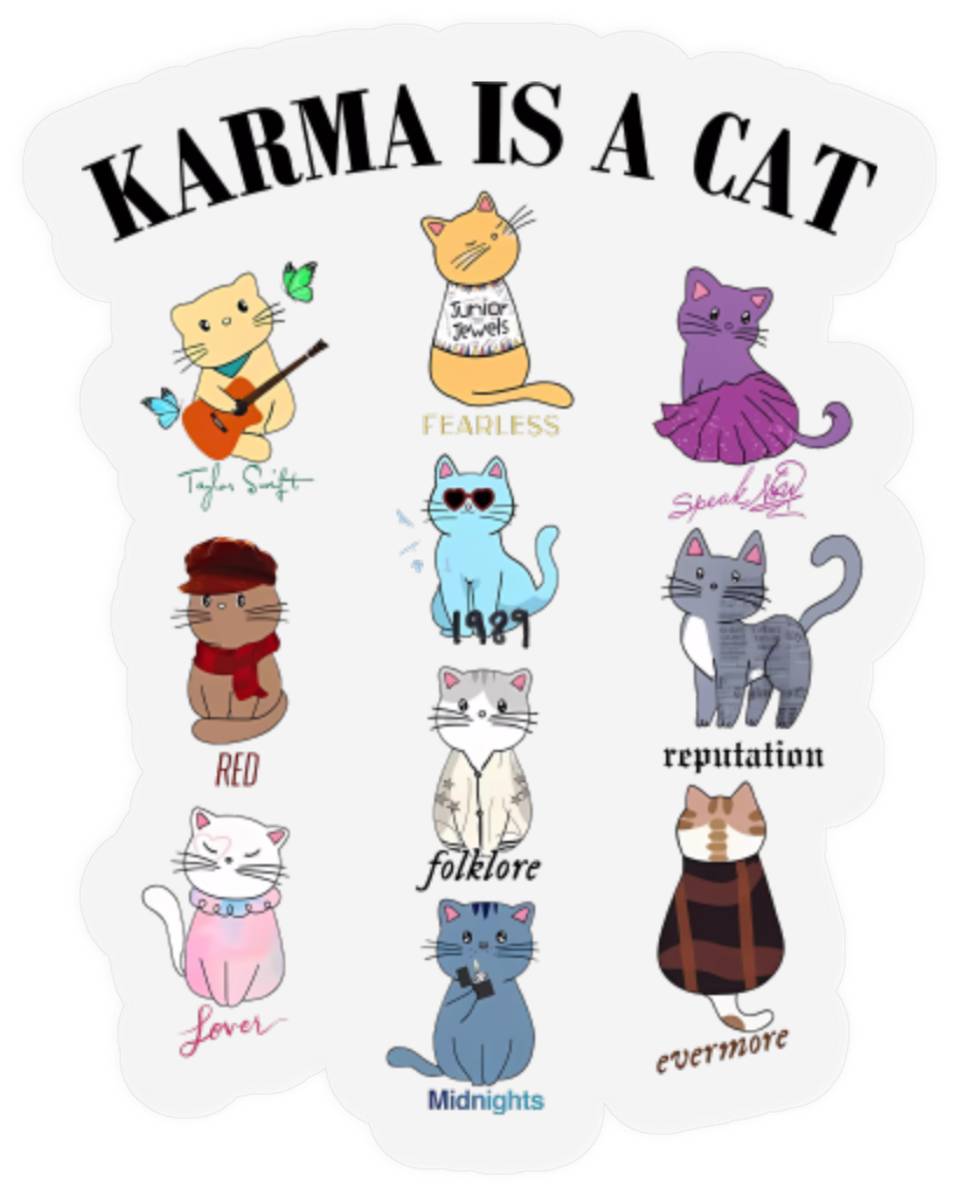 Karma Is A Cat Eras Stickers, Karma Is A Cat Stickers, Taylor Eras Cat ...
