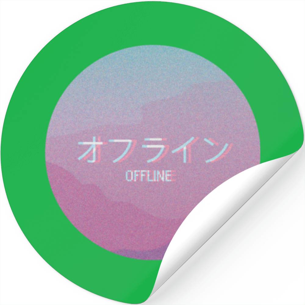 Japanese Kanji Sad Boys Vaporwave 'Offline' Stickers