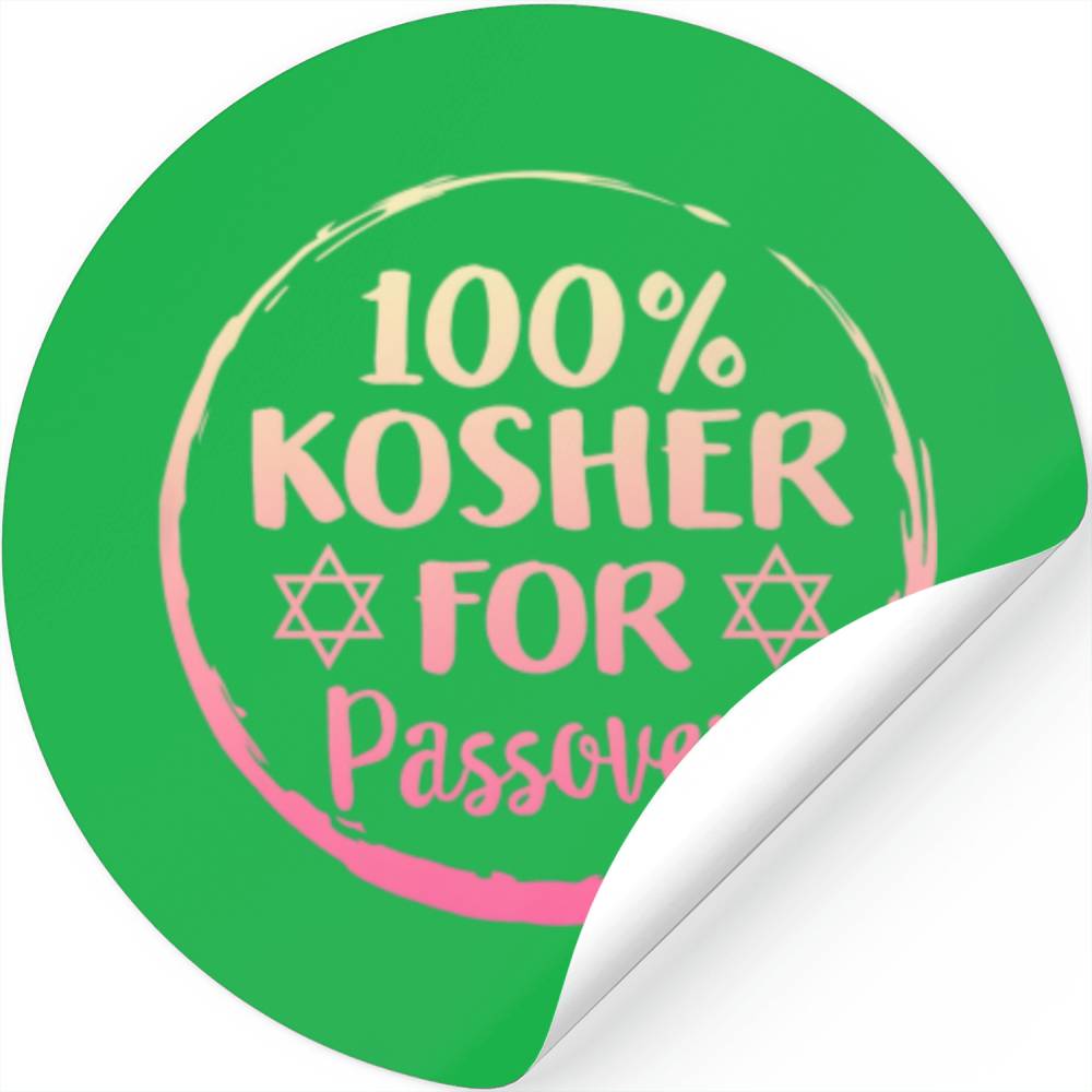 100% Kosher For Passover Matzah Pesach Jewish Sede Stickers