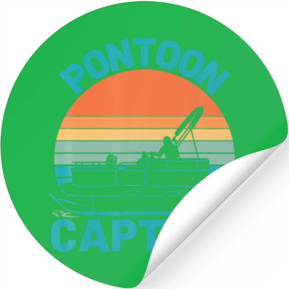 Pontoon Captain Vintage Retro Pontooning Boat Stickers
