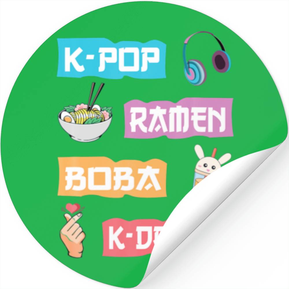 K-Pop Ramen Boba K-Drama - Cute Anime Ra Stickers