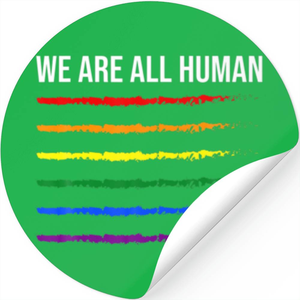 Pride Month We Are All Human LGBT Rainbow Flag Stickers