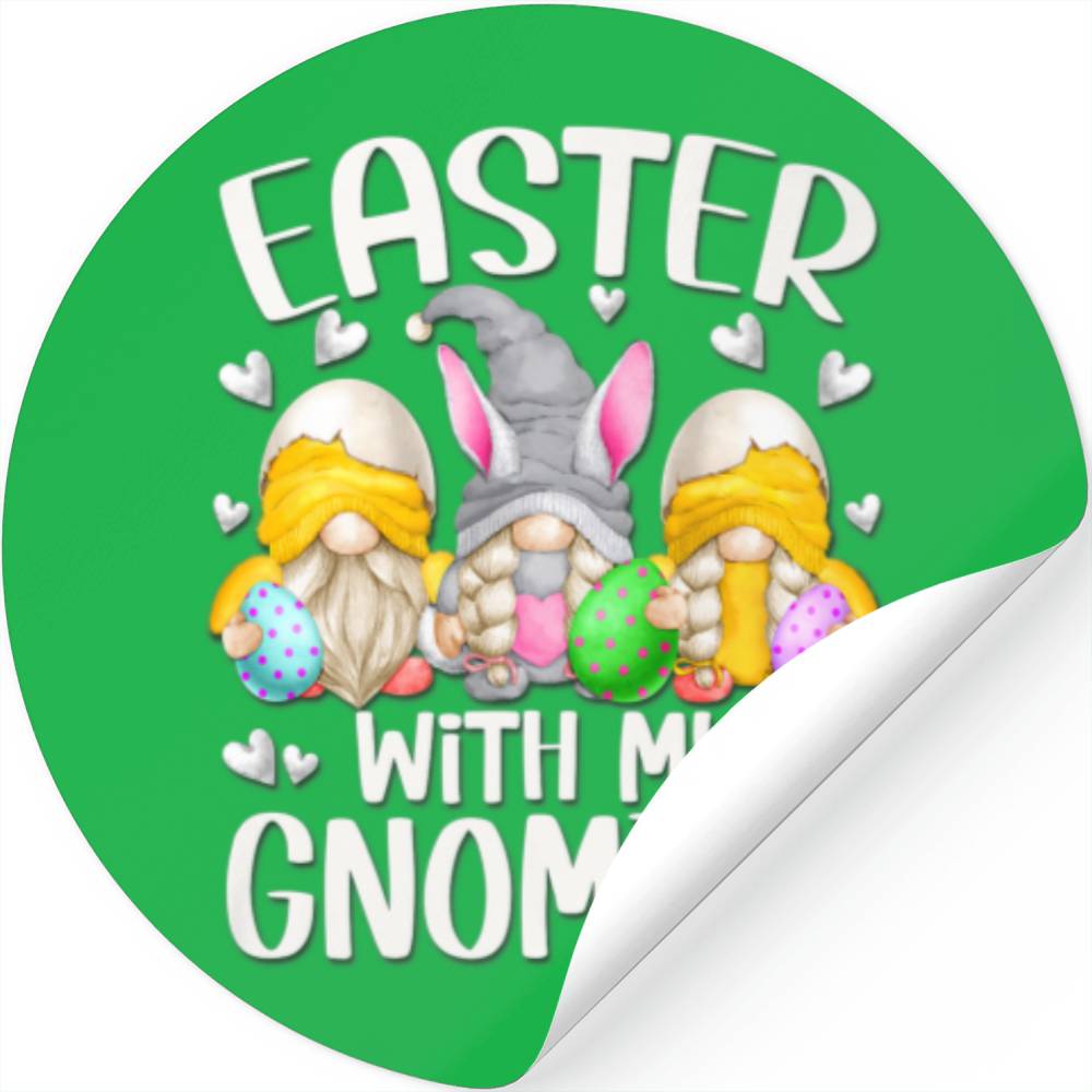Easter Day Gnome For Women With Bunny Ears And Eas Stickers