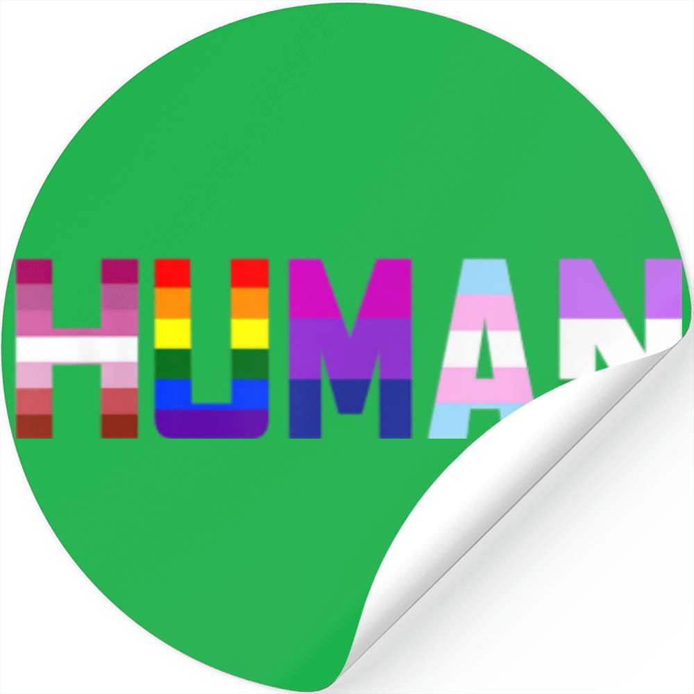 HUMAN Flag LGBT Gay Pride Month Transgender Ally Stickers