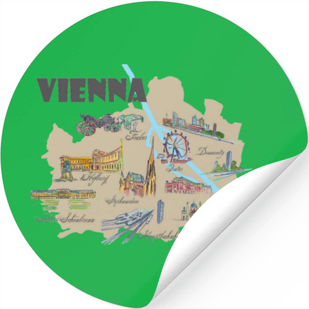 Vienna Austria Map Overview Stickers