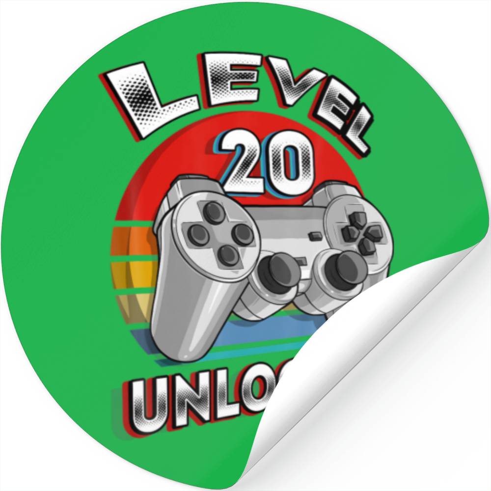 Level 20 Unlocked Matching Video Game 20Th Birthda Stickers