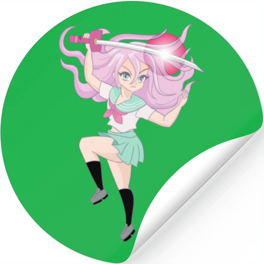 Anime Girl Fighting Anime Stickers