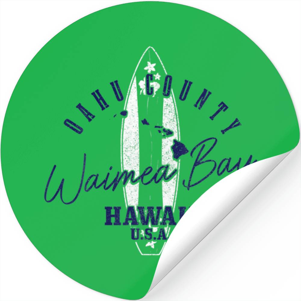 Waimea Bay Oahu Hawaii Surf Hawaiian Surfer Stickers
