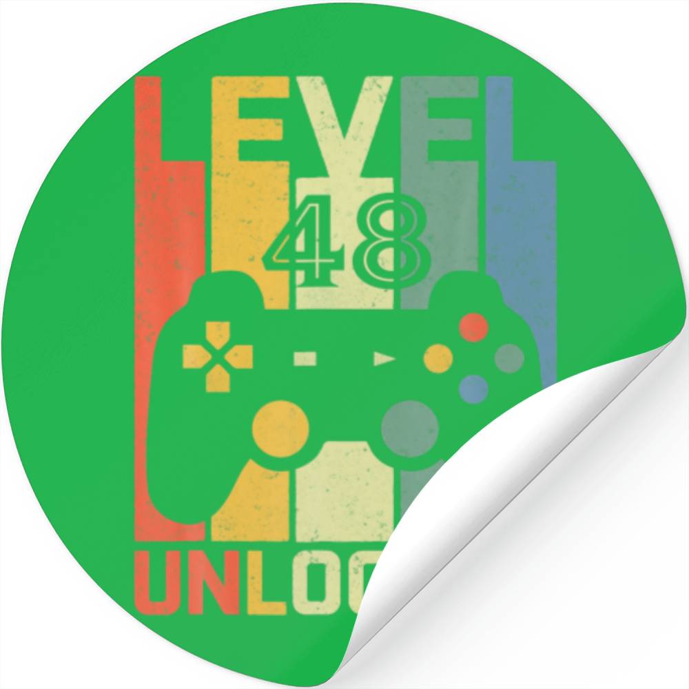 Level 48 Unlocked 48 Years Old Video Gamer 48Th Bi Stickers